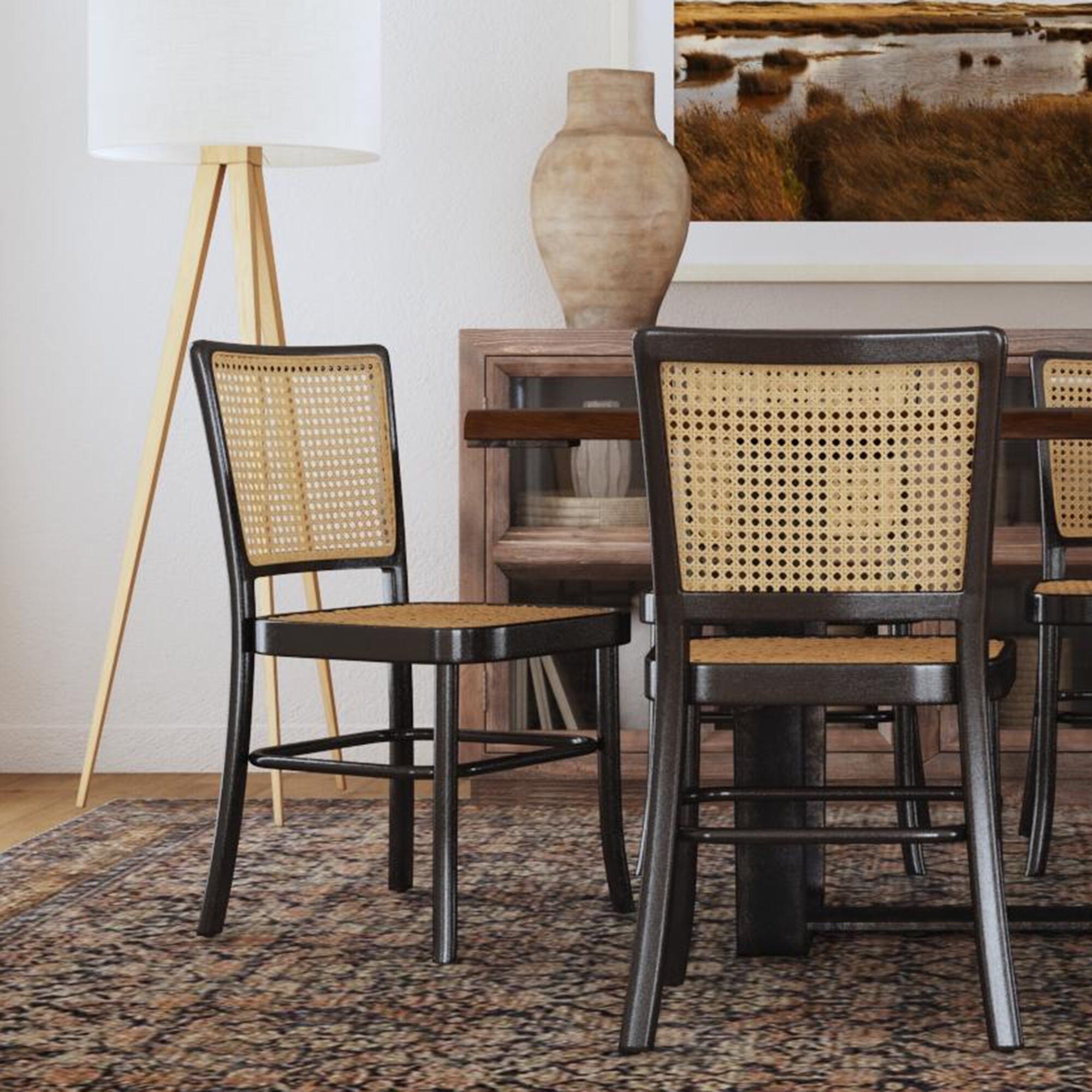 East at Main Natural Rattan Cushioned Dining Chairs (Set of 2) - On ...