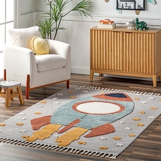 Nuloom Journee Rocket Ship High-Low Kids Tasseled Area Rug. - Bed Bath ...