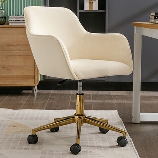 Home Computer Office Chair Beige Soft Swivel Revolving Wheels Study ...