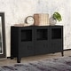 Black Metal and Glass Sideboard Industrial Garage Storage File Cabinet ...