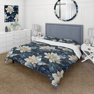 Designart "Midnight Mirage Moody Patterns" White Cottage Bedding Cover ...