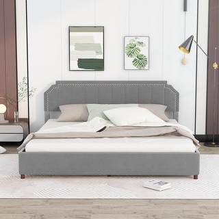 King Size Upholstery Platform Bed with Four Storage Drawers,Support ...