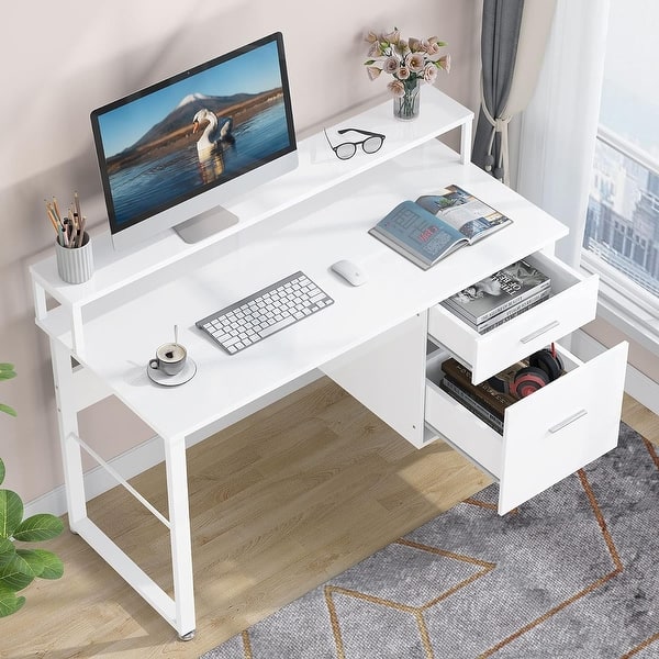 47 Inches Computer Desk with Monitor Stand 2 Drawers - Bed Bath ...