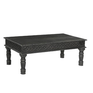 HomeRoots 51" Black Solid Wood Distressed Coffee Table - 51 - Bed Bath ...