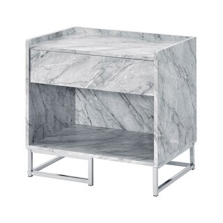 ACME Azrael Rectangular Accent Table in White and Chrome - Bed Bath ...