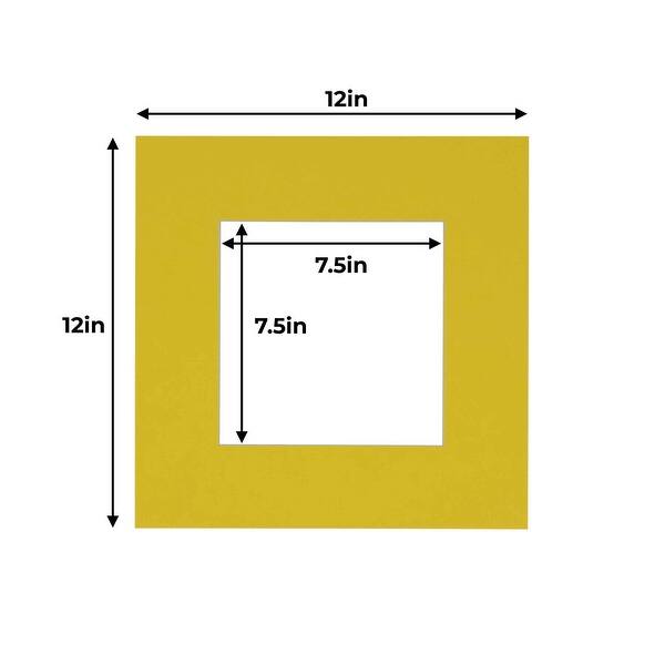 12x12 Mat for 8x8 Photo - Yellow Matboard for Frames Measuring 12 x 12 ...
