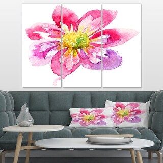 Designart "Full Bloom Pink Flower" Floral Art Canvas Print - 36x28 - 3 ...