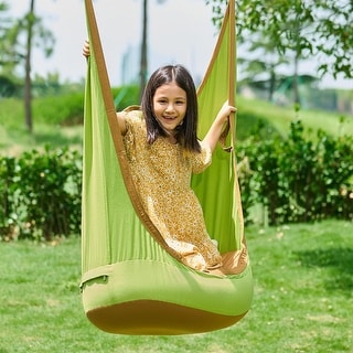 Kids Pod Swing, Hanging Pod Swing Chair with Inflatable Cushion,Green ...