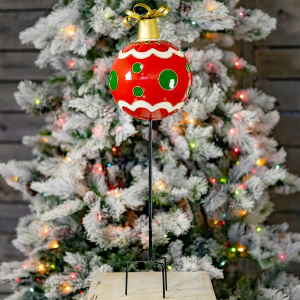 31.25 Tall Red Metal Christmas Ball Ornament With Stake On Sale Bed Bath Beyond 36817490