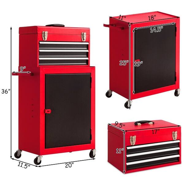 2pc Mini Tool Chest Cabinet Storage Toolbox - 17.91" X11.02" X35.4 ...