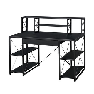 Writing Desk with One Drawer and 8 Open Compartment, Black - Bed Bath ...