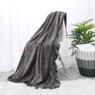 Luxury Sofa Throws and Blankets with Ruffle Trim Lightweight Solid ...