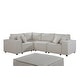 L-Shape Modular Welt Trim Linen Sectional Sofa with 5 Accent Pillows ...