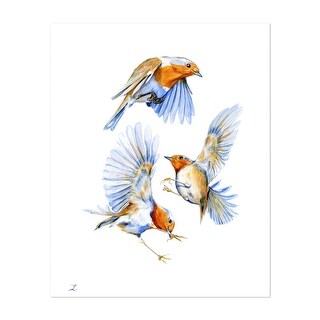 Three Robins Illustrations Animals Bird Birds Nature Art Print/Poster ...