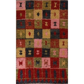 Modern Checkered Moroccan Berber Area Rug Hand-knotted Wool Carpet - 6 ...