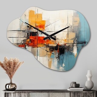 Designart - Teal Orange Bold Energy IV - Dams Large Wall Clocks ...