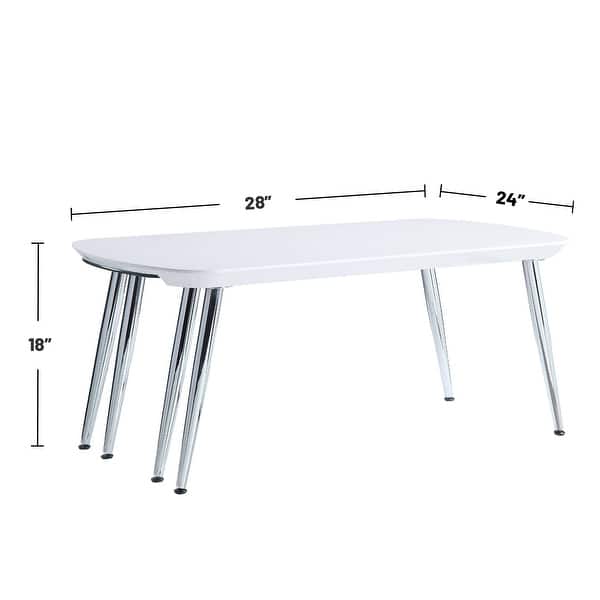 Pull Out Table Top Coffee Table with Metal Legs in White and Chrome ...