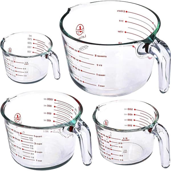 Glass Measuring Cups - Kitchen Mixing Bowl Liquid Measure Cup,Set of 4 ...