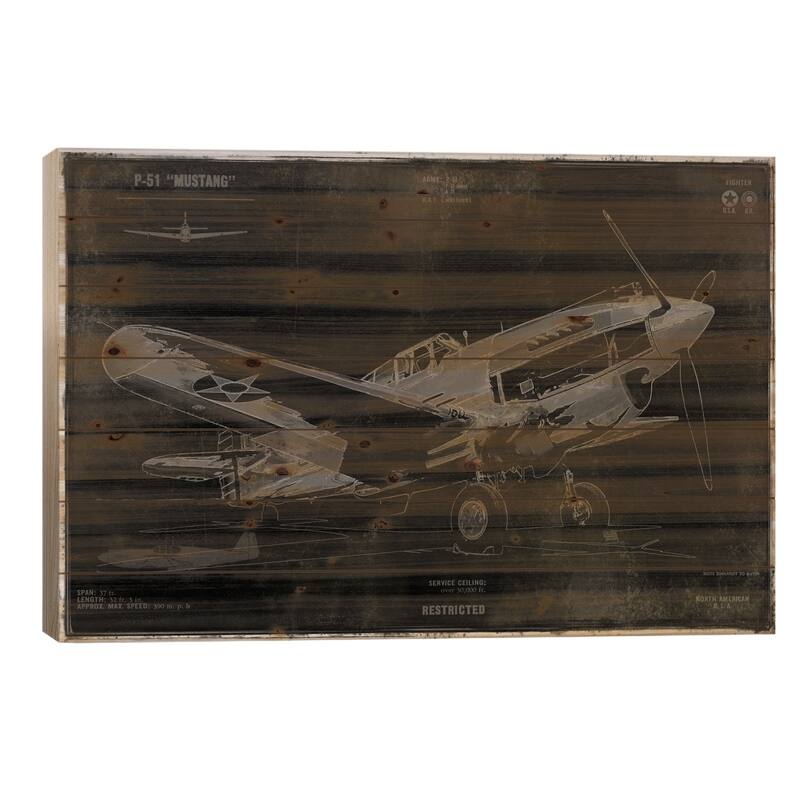 Vintage War Plane Print On Wood by Dylan Matthews - Multi-Color ...