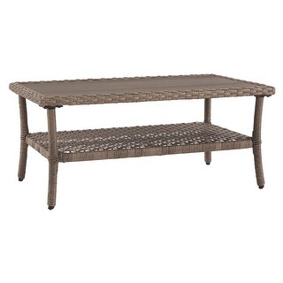 Clear Ridge Outdoor Wicker Coffee Table with Rust Free Aluminum Base ...