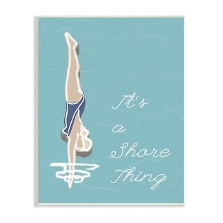 Stupell It's a Shore Thing Swimming Pun Woman Diving Wood Wall Art ...