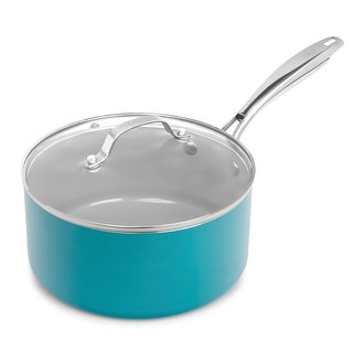 Gotham Steel Aqua Blue 3 QT Nonstick Sauce Pan with Glass Lid - Bed ...