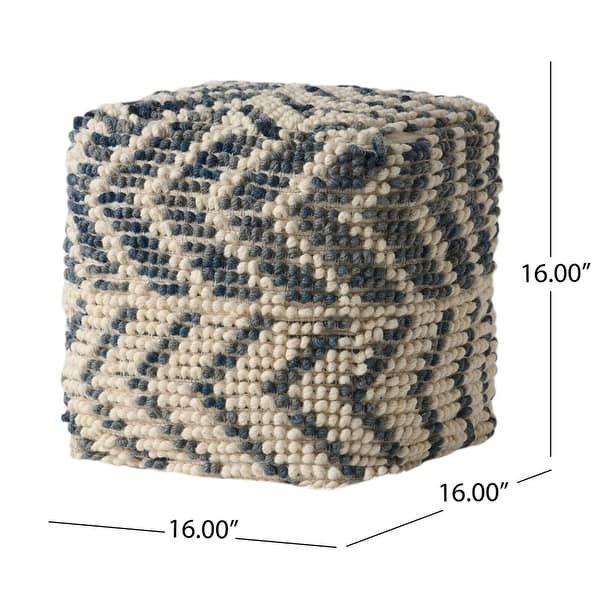 Boho Wool and Cotton Large Ottoman Pouf - Bed Bath & Beyond - 39035177