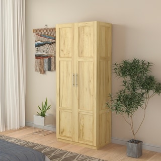 70.87"H Wood Wardrobe Storage Cabinet with 4-layer Shelf - Bed Bath ...