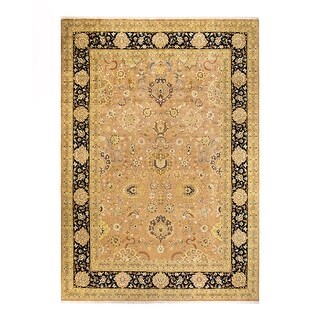 Overton Handknotted Wool Traditional Oriental Yellow Area Rug - 10' x ...