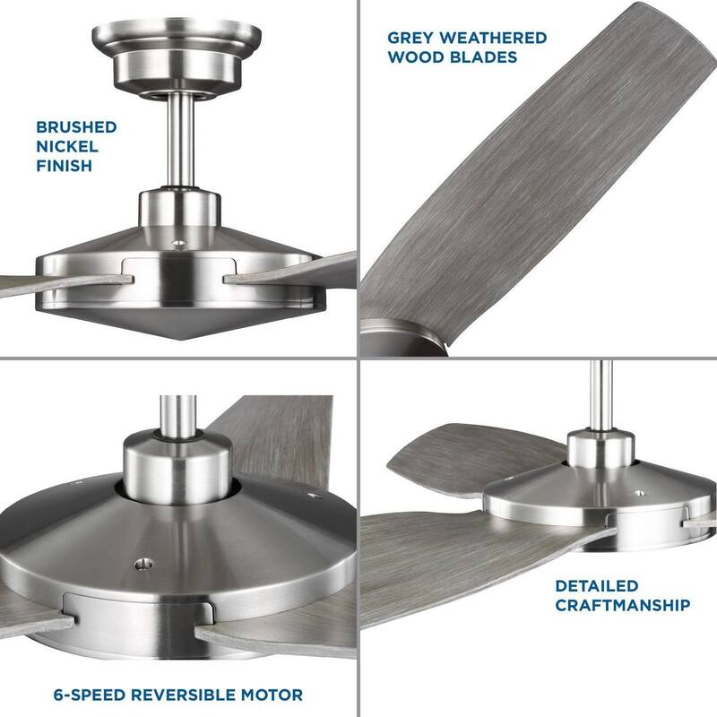 Spicer Collection 54-Inch Three-Blade Grey Weathered Wood Brushed ...