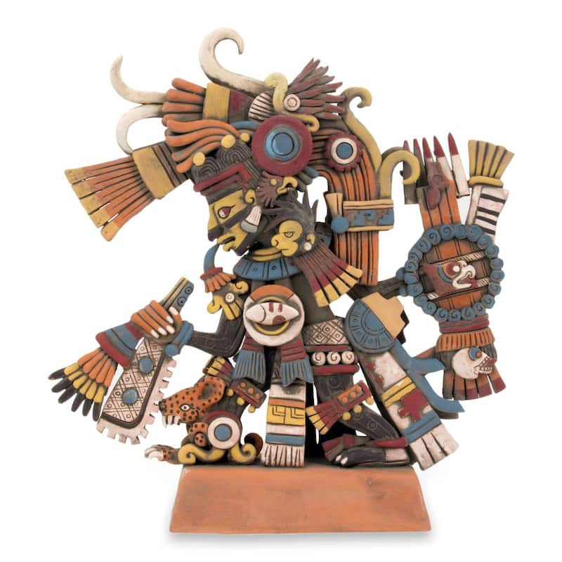 Handmade Aztec God Tezcatlipoca Ceramic Sculpture (Mexico) - Overstock ...