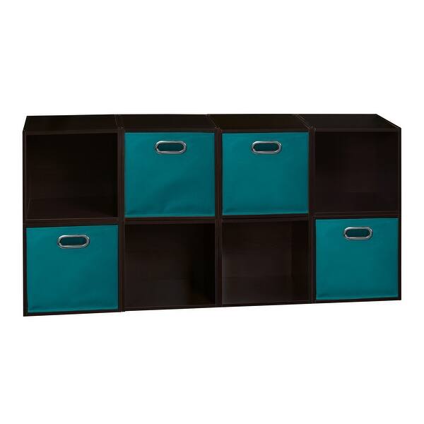 Noble Connect Storage Set - 8 Cubes and 4 Canvas Bins- Truffle/Teal ...