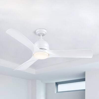54 in.Modern Satin White LED Ceiling Fan with Light and Remote Control ...