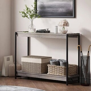 2 Tier Console Table Hallway Storage Shelf Display Accent Sofa Grey ...