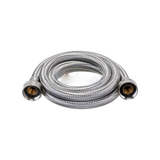 72 in. Chrome Cylindrical Stainless Steel Washing Machine Supply Hose ...