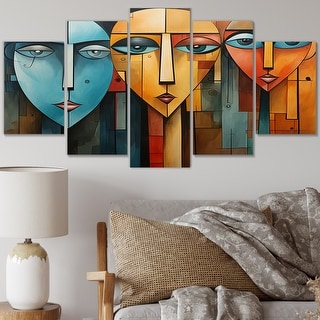 Designart "Cubism Geometric Portrait XI" Cubism Art Living Room Set ...