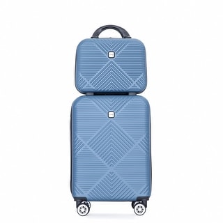 2 Pcs Blue Carry On Luggage Sets ABS Lightweight Suitcase (14/20) - Bed ...