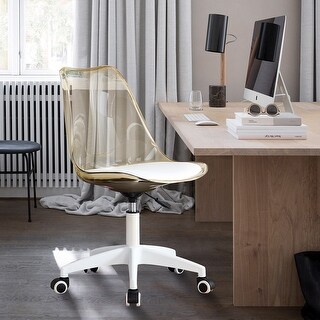 Office Desk Chair Transparent Back Chair Armless Swivel Computer Chair ...