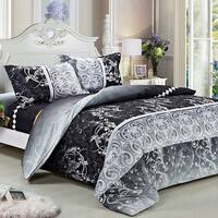 California King Bedding Set Duvet & Pillow Shams Black Paisley - Bed ...