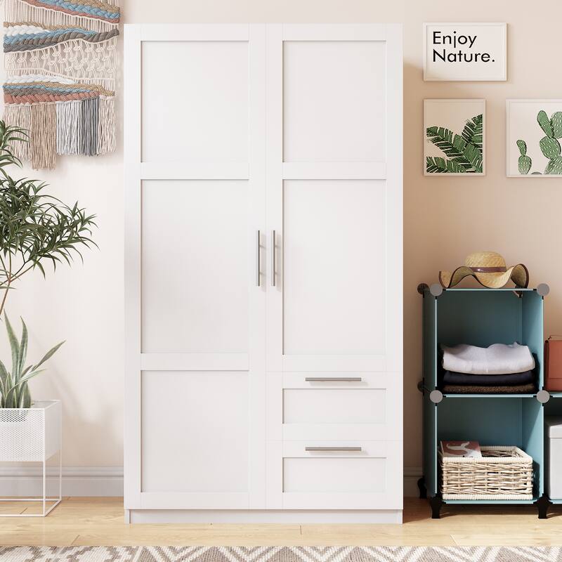 High wardrobe and kitchen cabinet with 2 doors - Overstock - 37075464