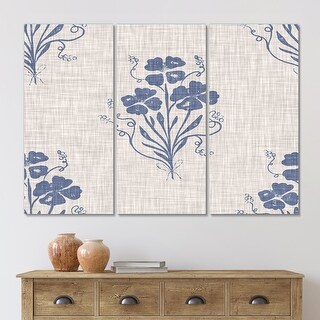 Designart "Vintage Blue Farmhouse Flower I" Traditional Canvas Wall Art ...