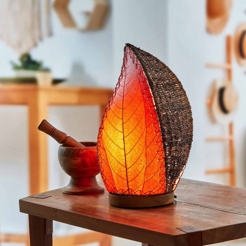 Handmade Leaflet Table Lamp - 5 x 7 x 14 - Overstock - 14742053