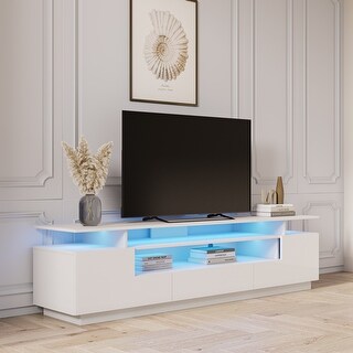 Modern LED TV Cabinet with Storage Drawers, Living Room Entertainment ...