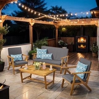 4-Piece Modern Style Chat Set With Coffee Table, Patio Outdoor ...