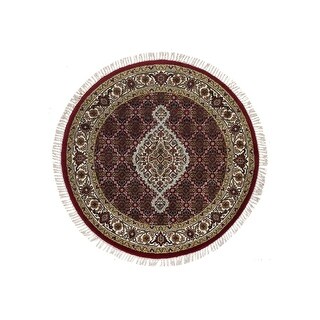 Hand Knotted Red Fine Oriental with Wool Oriental Rug (3'4" x 3'4") - 3 ...