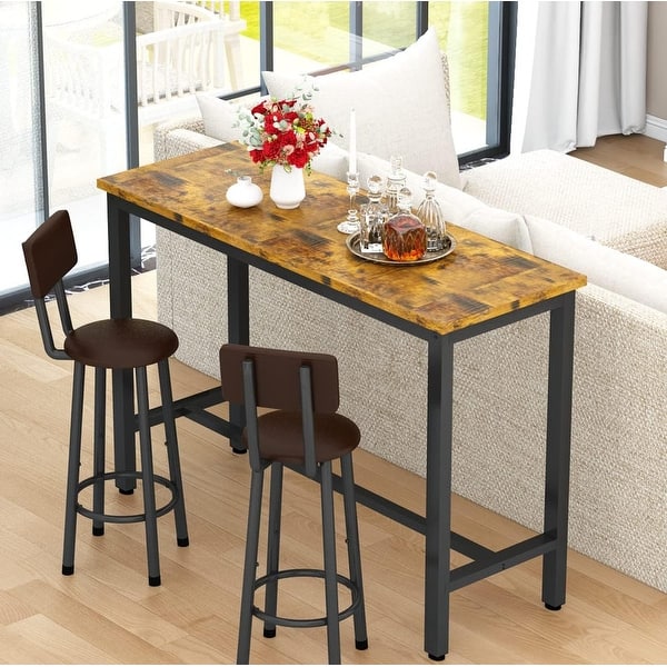 Eureka 3 Piece Bar Table Set, Modern Counter Height Dining Set with PU ...
