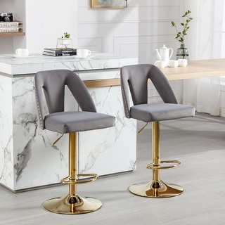 Swivel Modern Counter Height Bar Stools Set of 2 with Back Velvet Bar ...