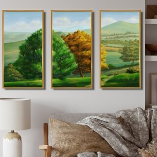 Designart "Country Scenery With VIbrant Trees" Traditional Framed Wall ...