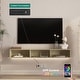 Floating TV Stand with 16-color LED Lights, Wall Mounted Media Console ...