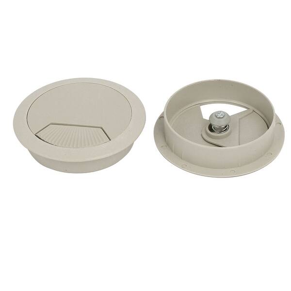 Computer Desk Plastic Adjustable Grommet Cable Hole Cover Gray 60mm Dia ...